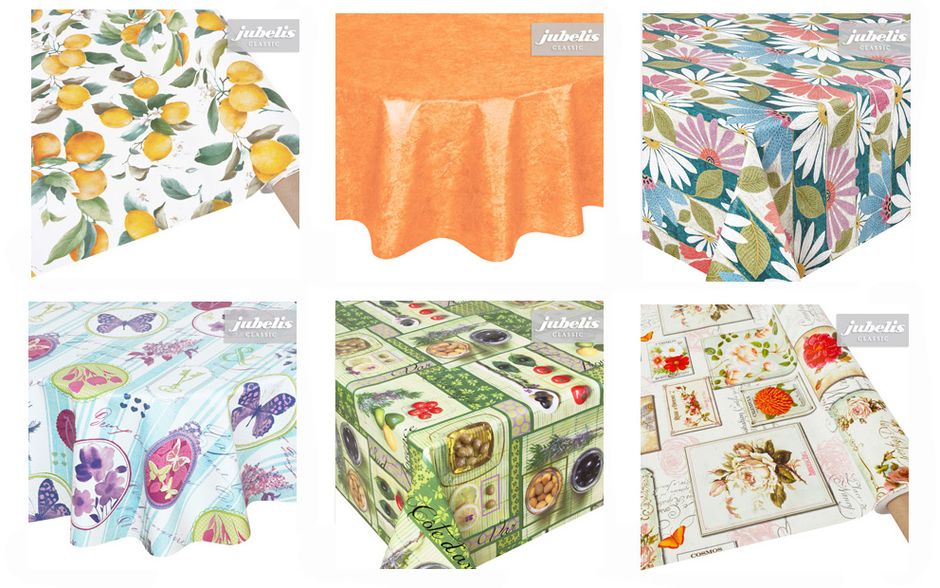 Kunststoff-Tischdecken in Handarbeit gefertigt in hellen Farben und ...